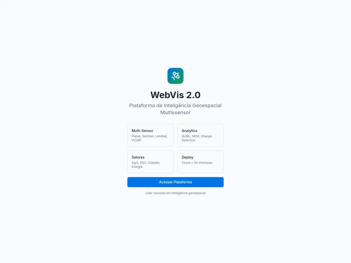 WebVis 2.0 – Plataforma de Inteligência Geoespacial Multissensor