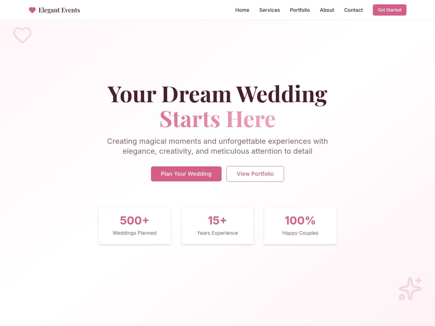 Elegant Wedding Planners Portal