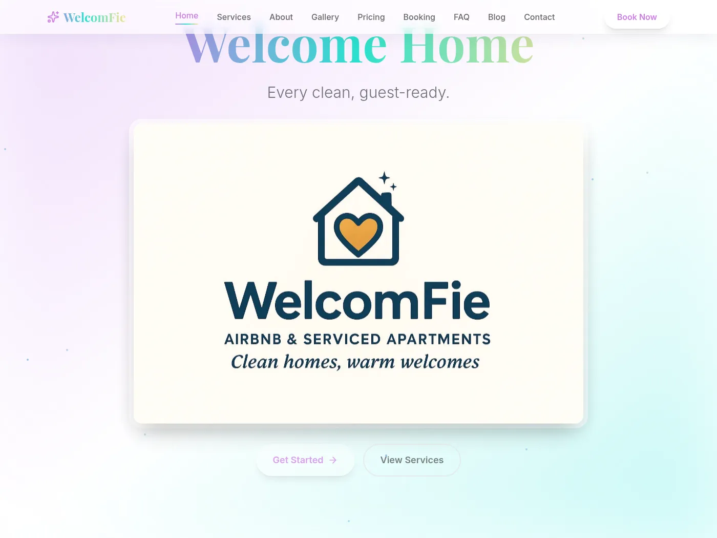 WelcomFie Cleaning — Glass Prism Animated Website Prompt
