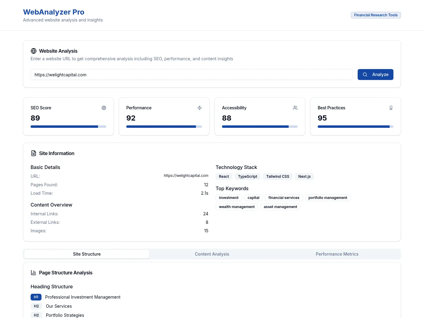 Welight Capital Web Analysis Dashboard