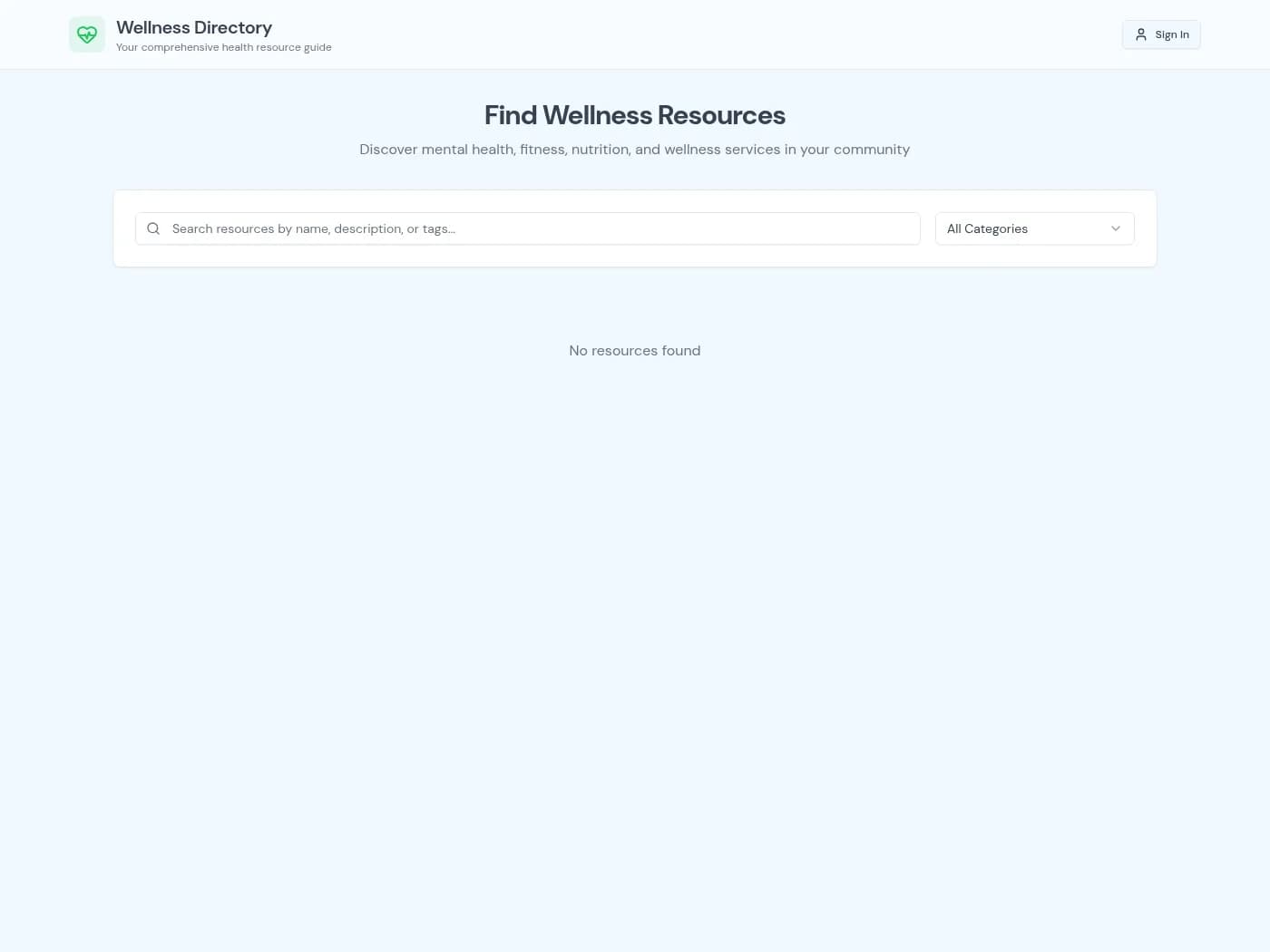 Wellness Resource Directory App