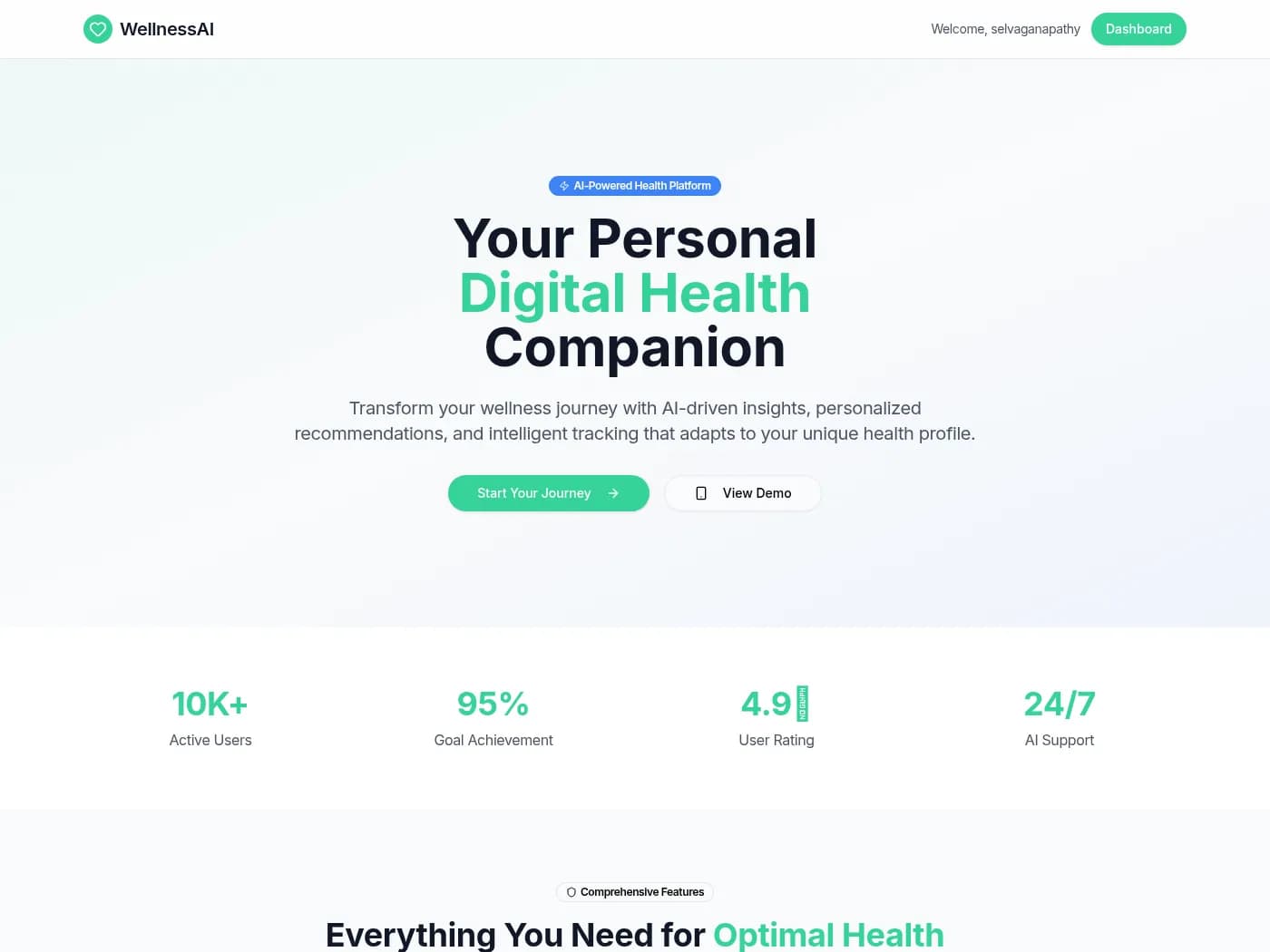 WellnessAI: Personalized Digital Health & Wellness Companion
