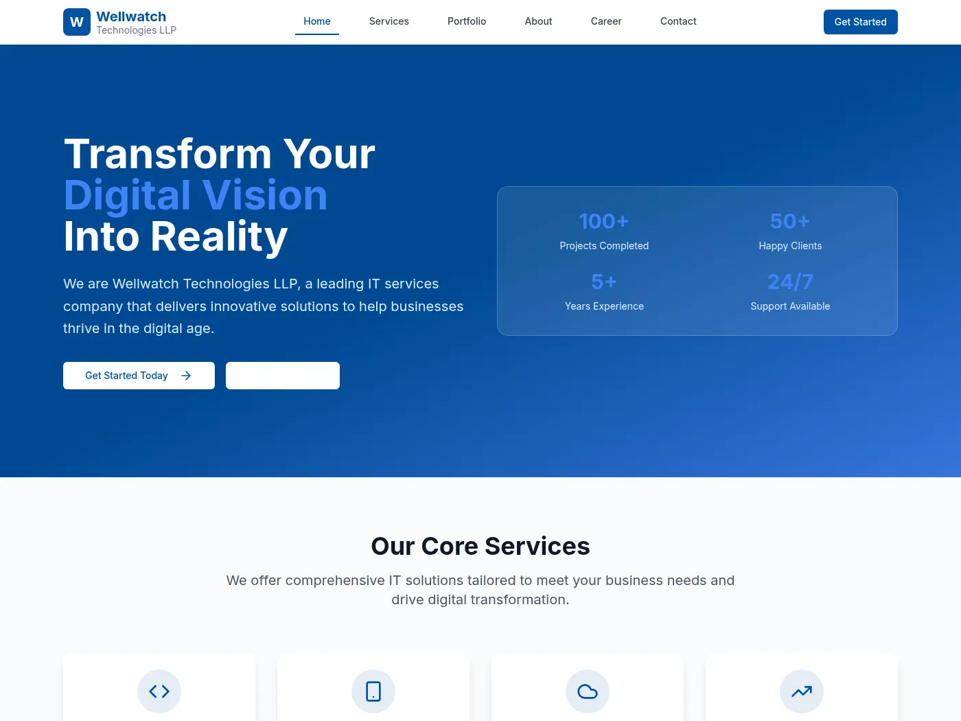 Wellwatch Technologies LLP Professional IT Services Website