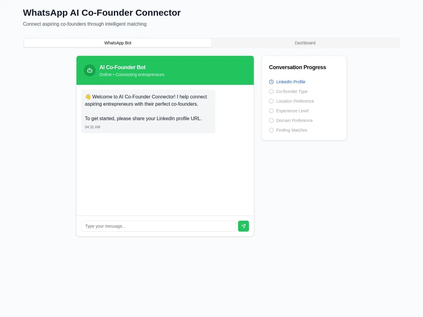 WhatsApp AI Co-Founder Connector