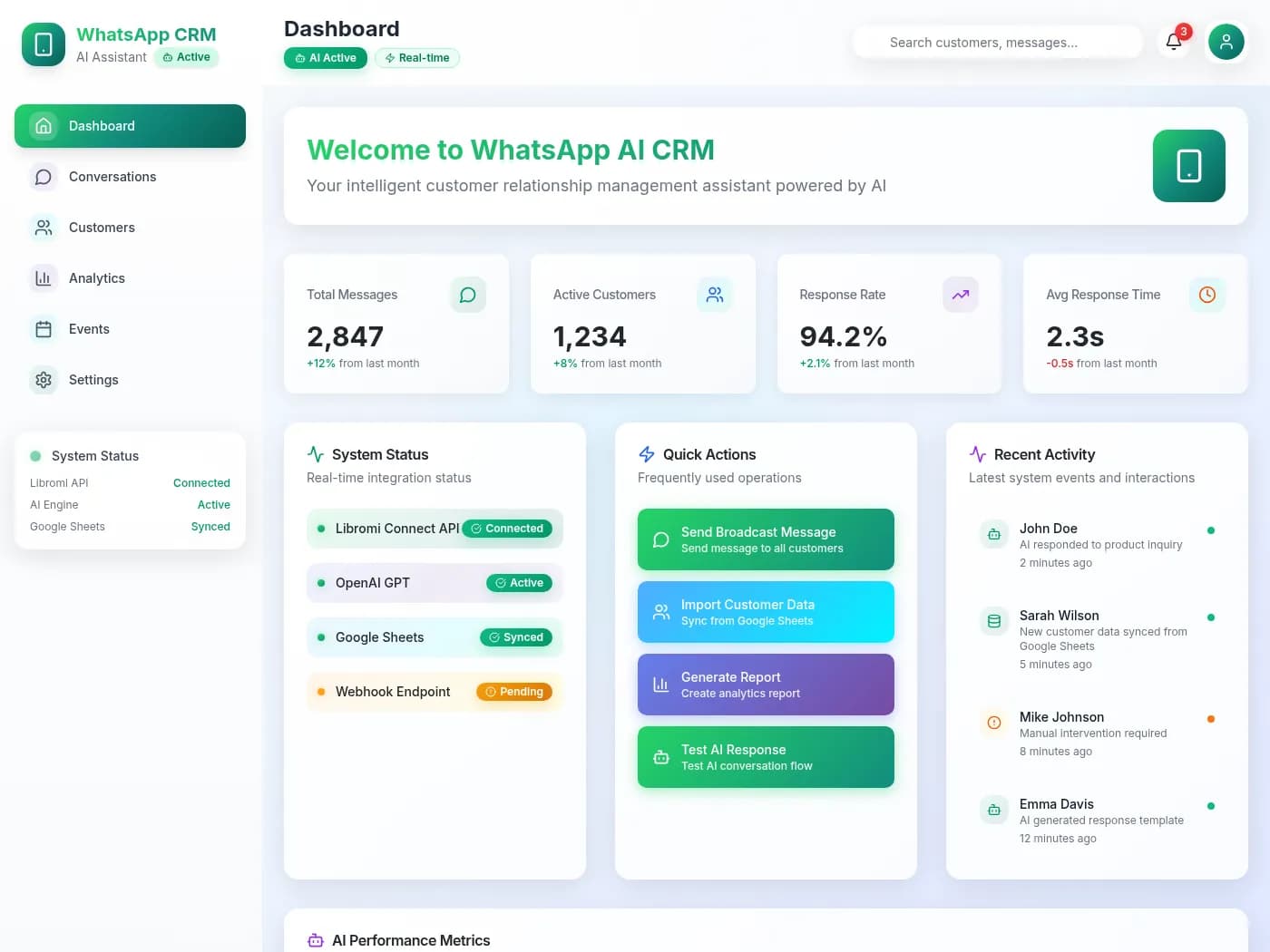 WhatsApp AI CRM Assistant