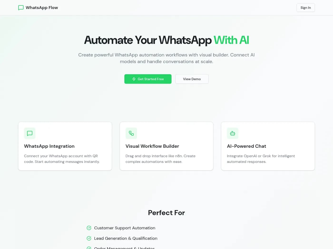 WhatsApp Automation Builder with AI Chat Integration
