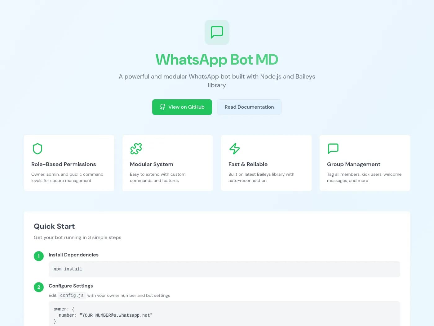 WhatsApp Bot MD with Node.js & Baileys