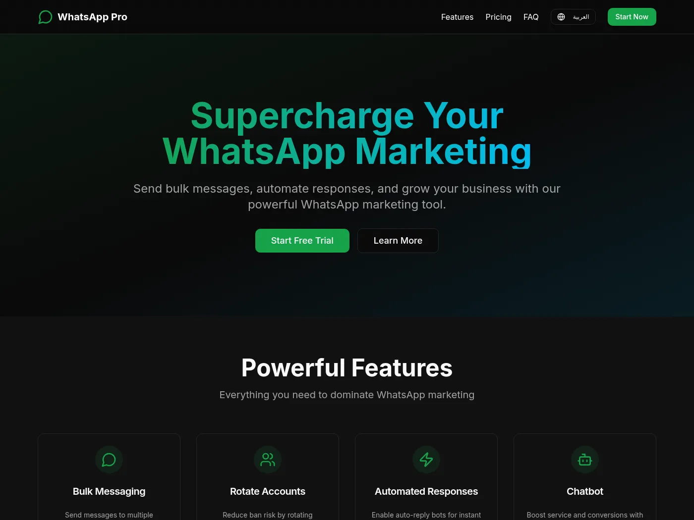 WhatsApp Marketing Tool Landing Page