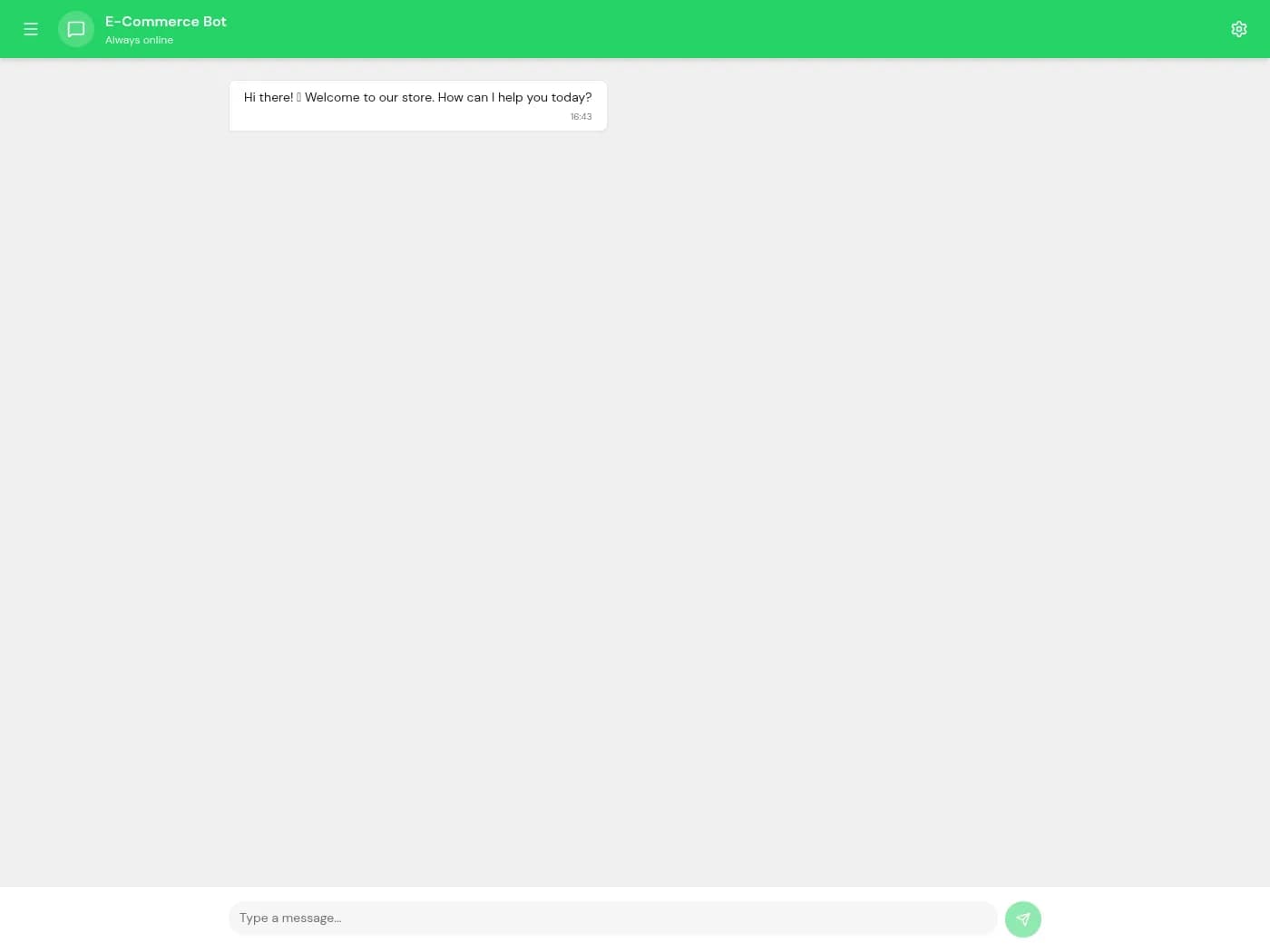 WhatsApp-Style E-commerce AI Chatbot Platform