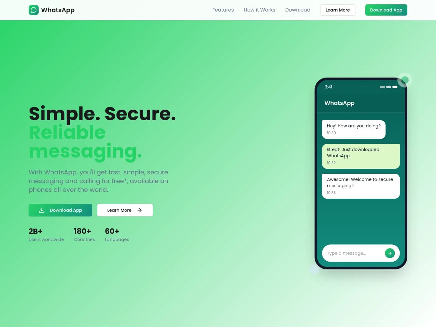 Modern WhatsApp-Inspired Responsive Landing Page