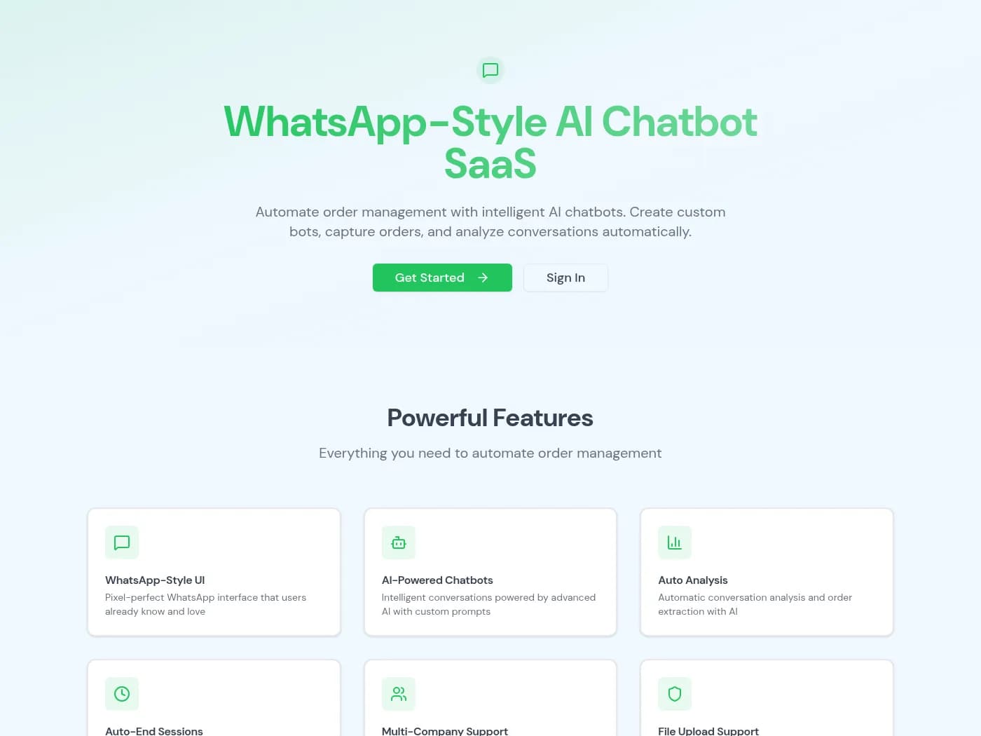 WhatsApp-Style SaaS Chatbot System for Automated Order Management and Analytics