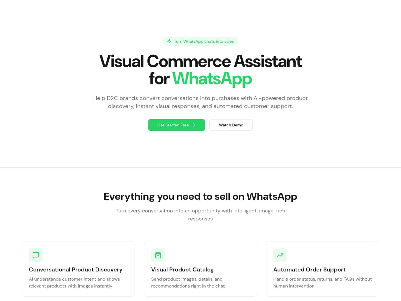 WhatsApp Visual Commerce Assistant for D2C Brands