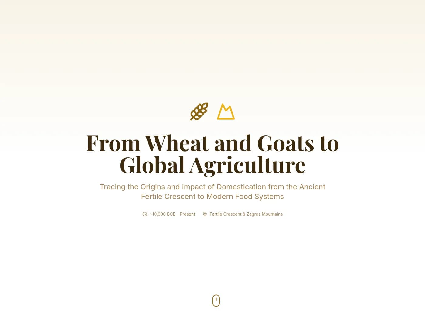 From Wheat and Goats to Global Agriculture: Tracing the Origins and Impact of Domestication