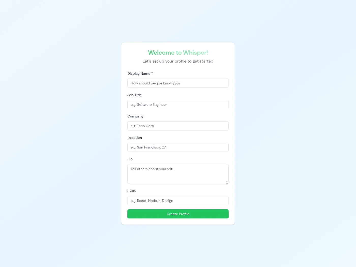 Whisper Social Networking Platform