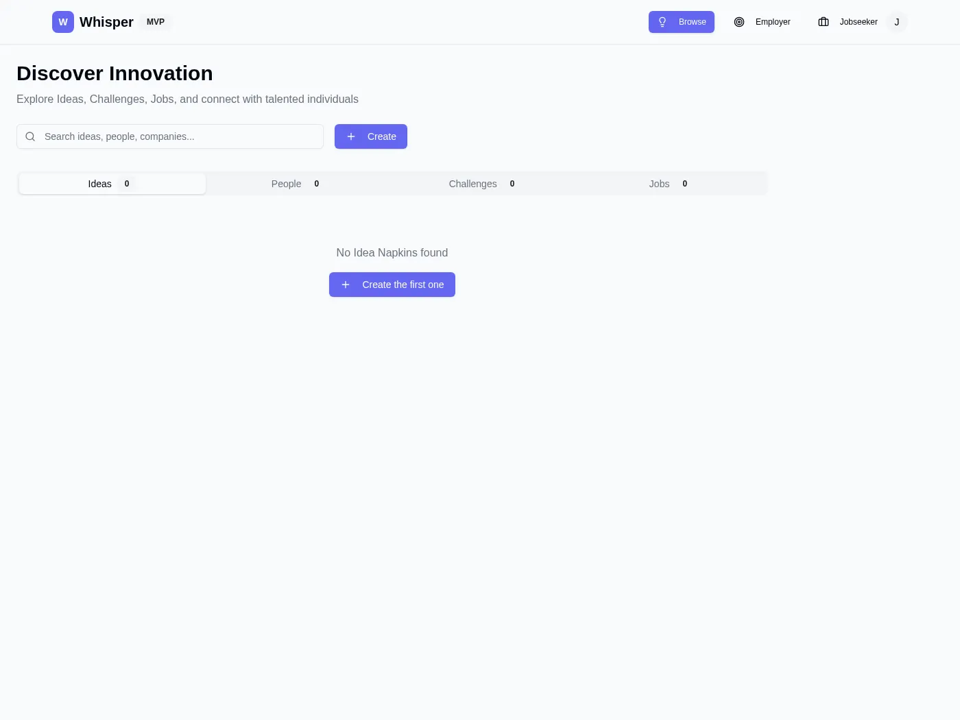 Whisper – The Talent Collider MVP Web App