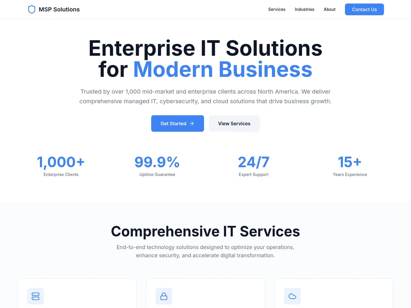White Label MSP Provider Business Website