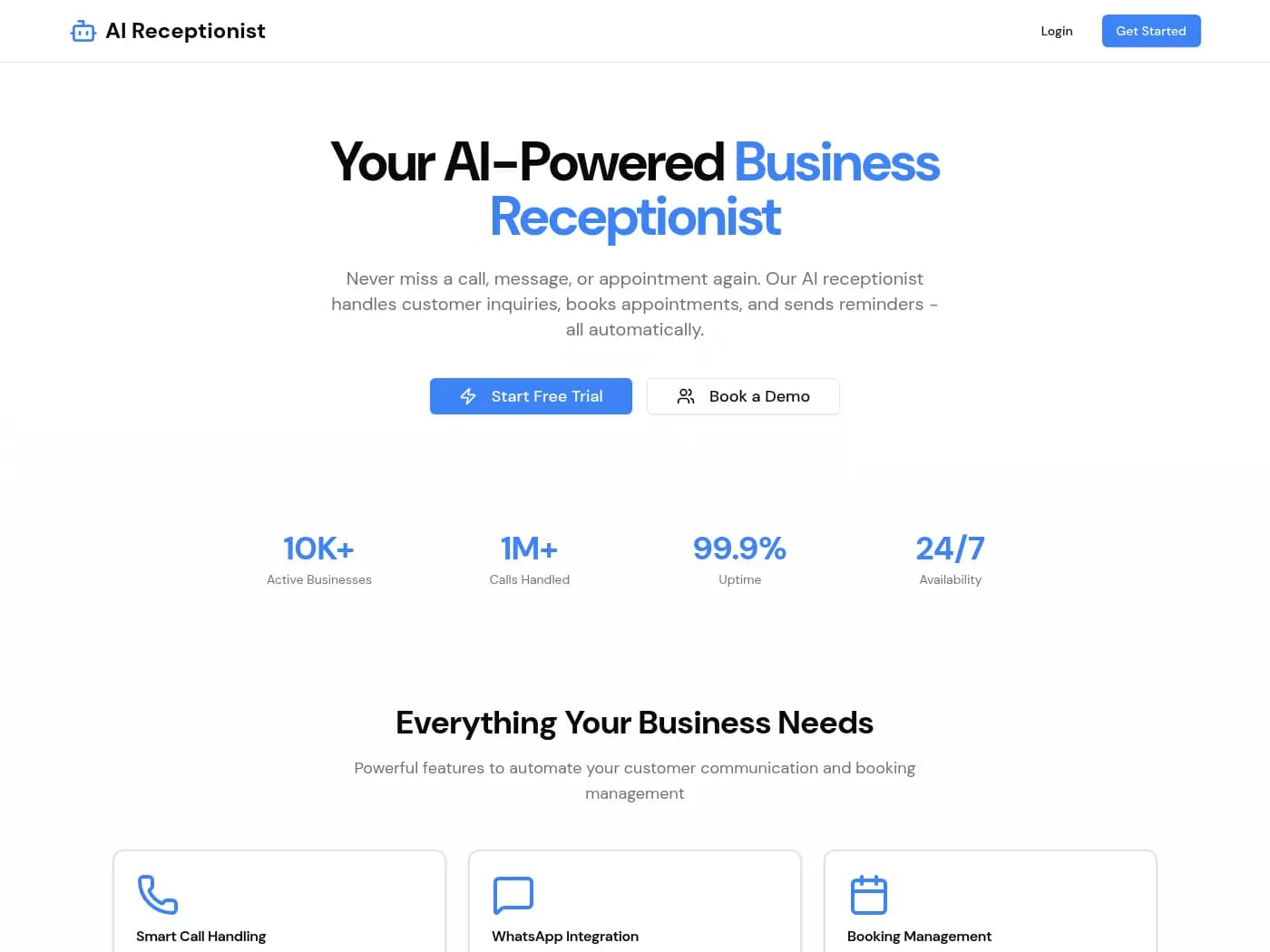 White Label SaaS AI Receptionist Platform
