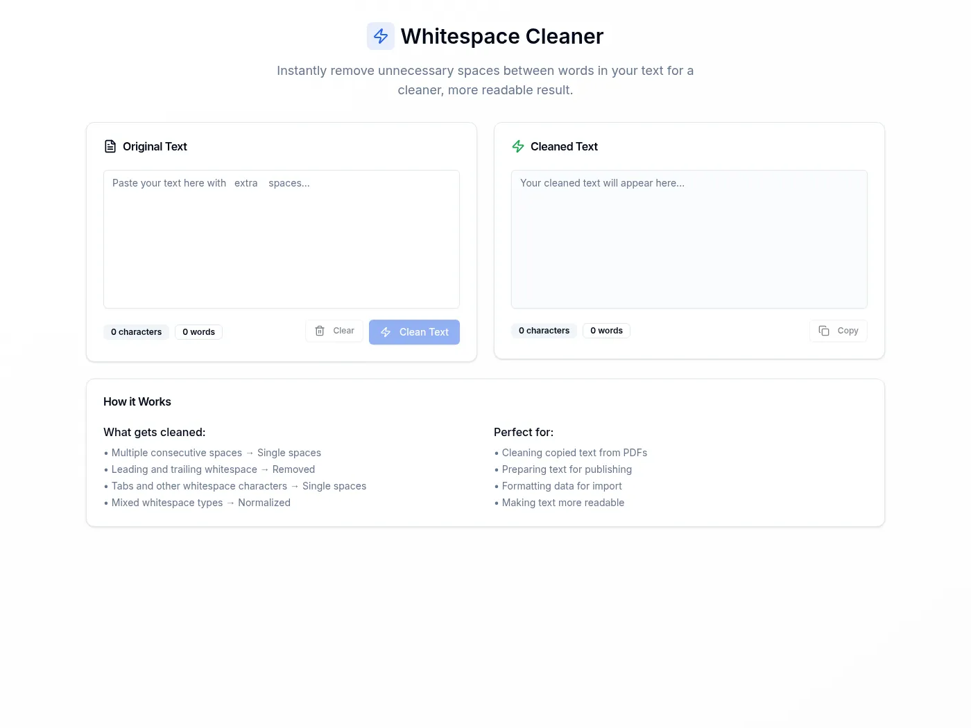 Whitespace Cleaner: Instantly Remove Extra Spaces from Your Text