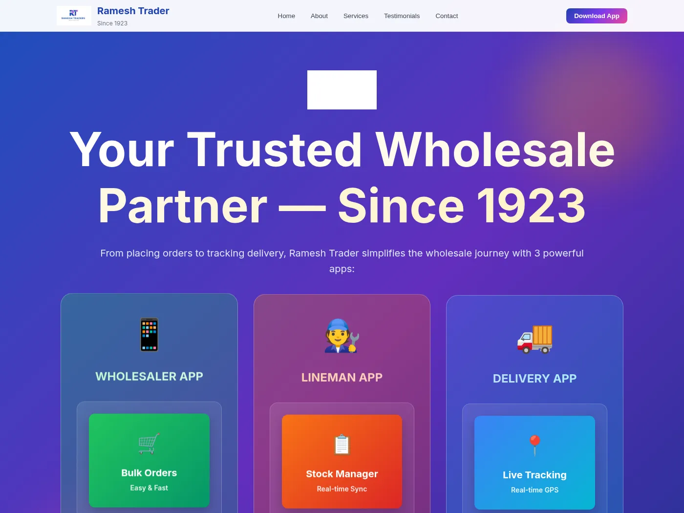 Wholesaler Mobile Apps Showcase Website
