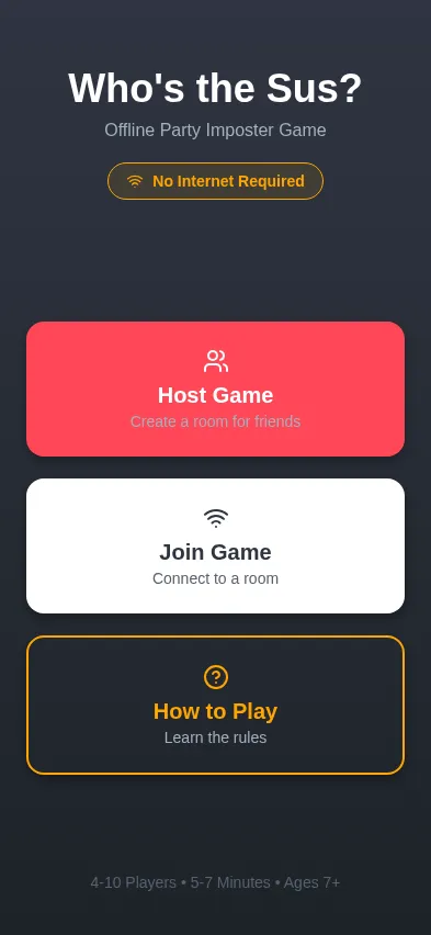 Who's the Sus? — Offline Party Imposter Game