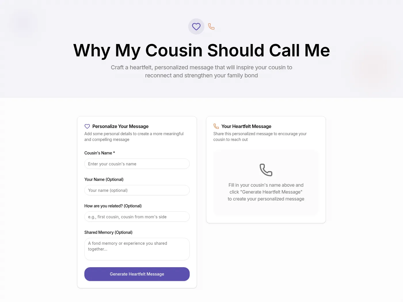Why My Cousin Should Call Me