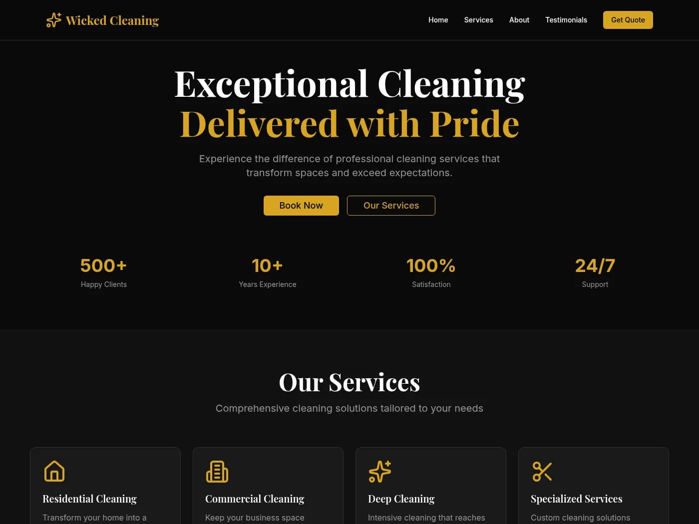 Wicked Cleaning Professional Website