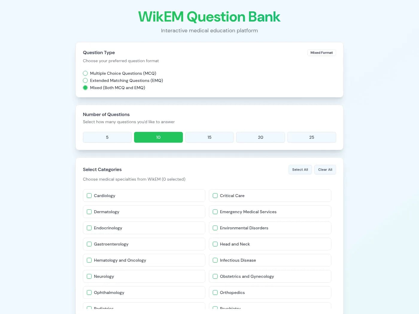 WikEM Interactive Medical Question Bank
