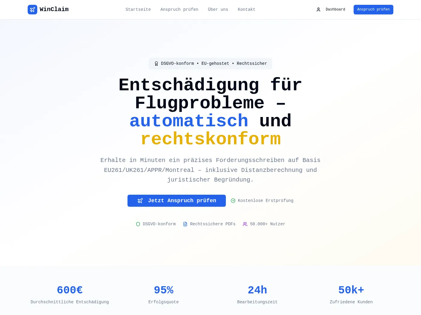 WinClaim – Automatisierte Fluggastrecht-Durchsetzung weltweit