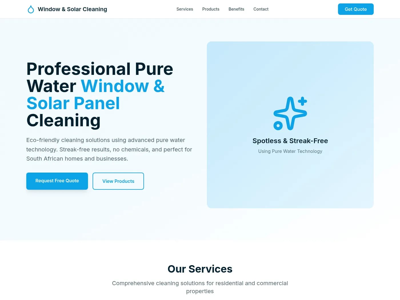 Window & Solar Cleaning Service Page