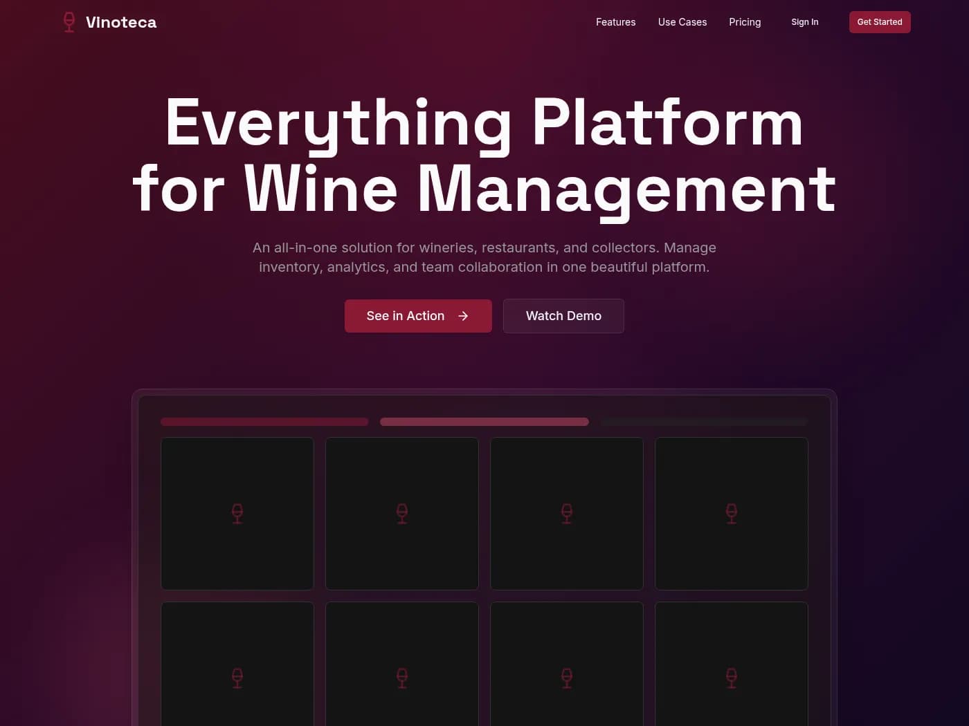 Wine Management SaaS Platform Website