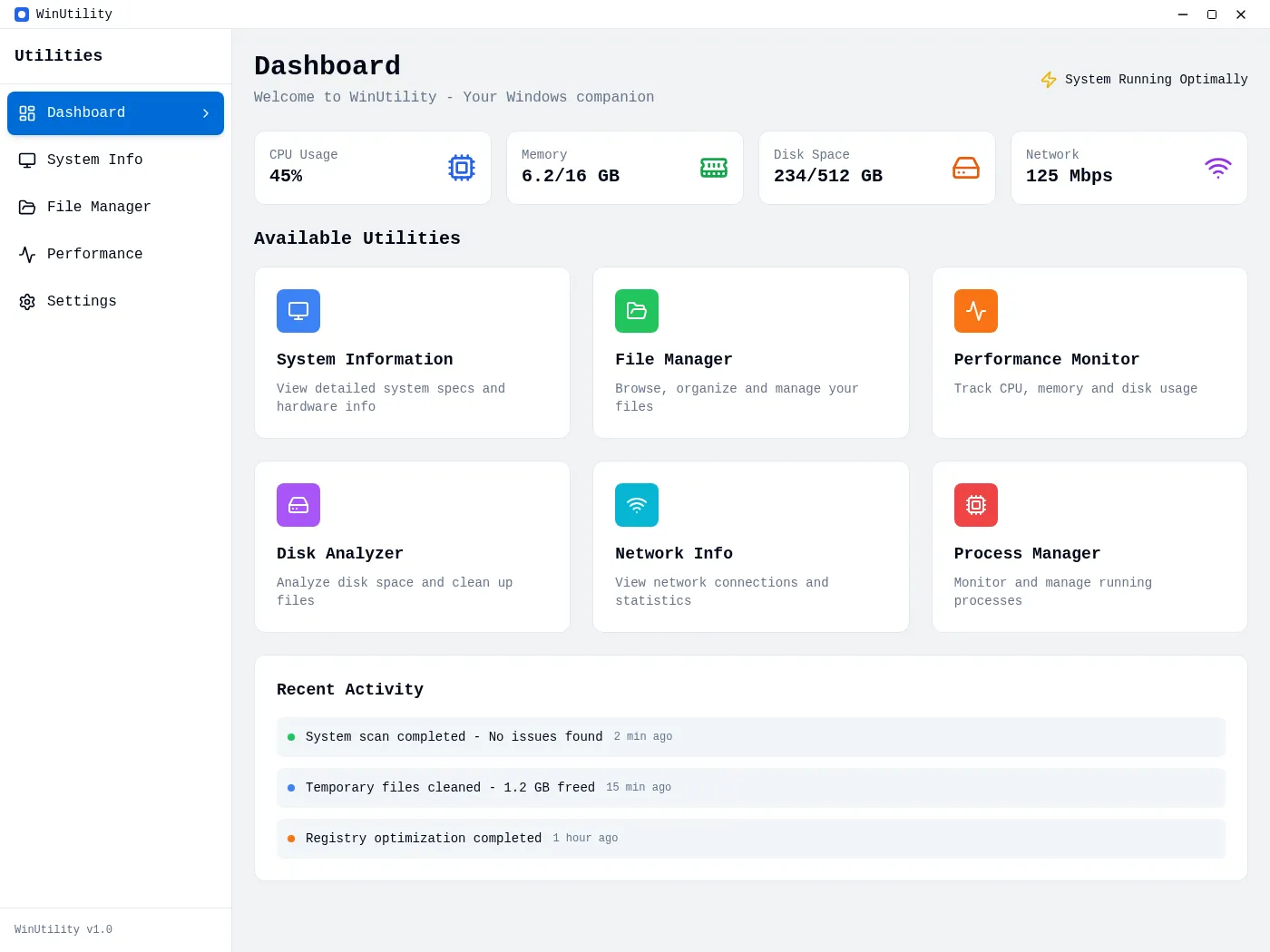 WinUtility: Simple Windows Desktop App