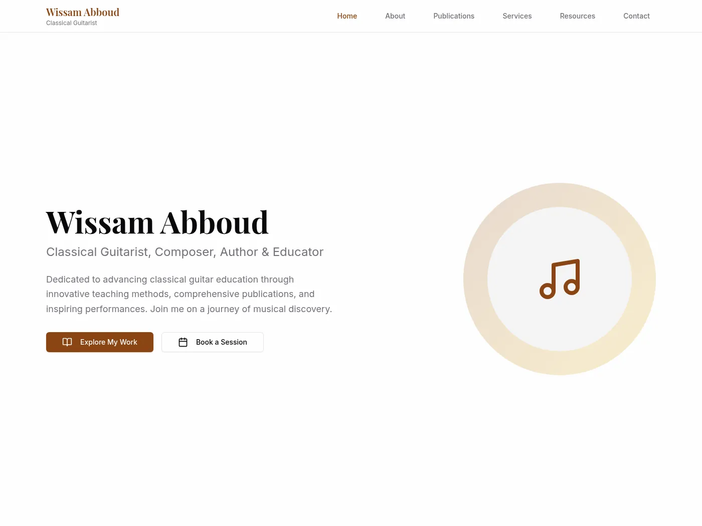 Wissam Abboud Classical Guitarist Portfolio Redesign