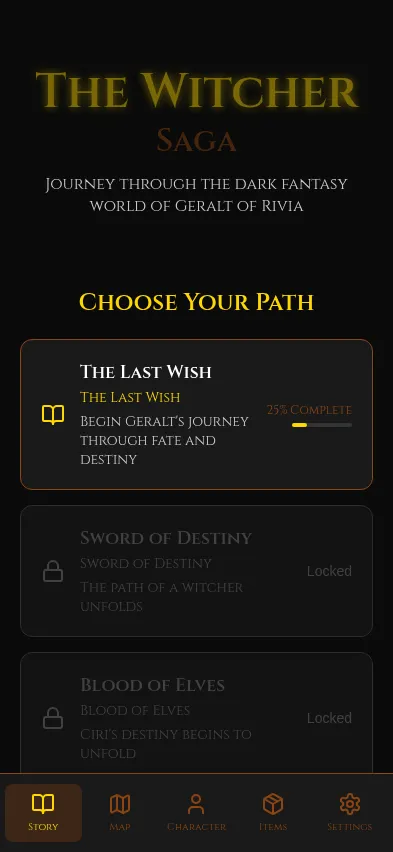 Witcher Saga Interactive Mobile Game