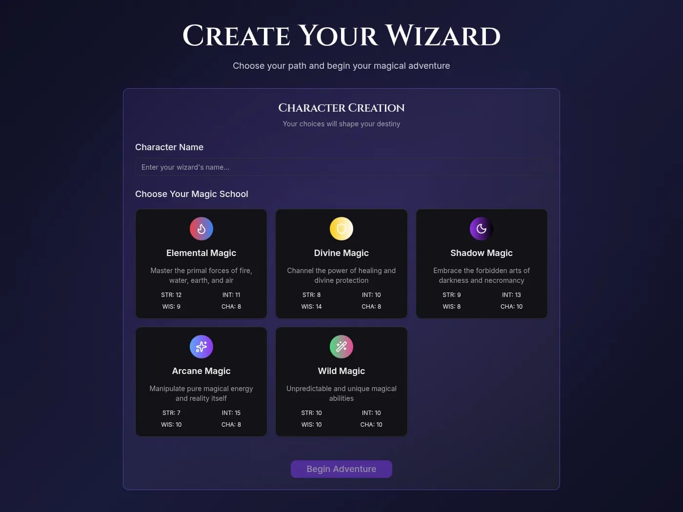 Wizard's Path: A Web-Based Fantasy Adventure Game
