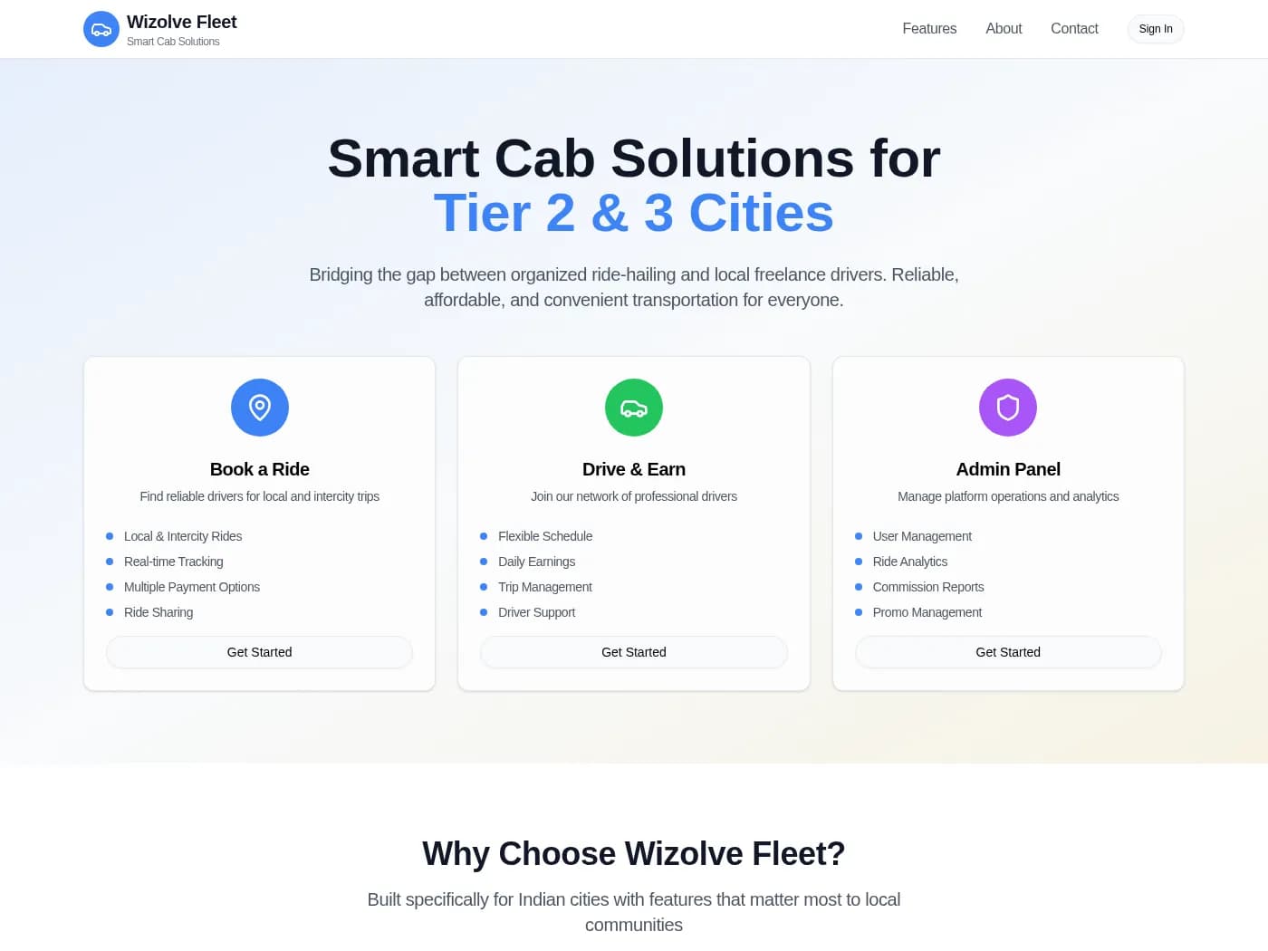 Wizolve Fleet: Unified Cab Service Platform for Tier 2/3 & Metro Cities