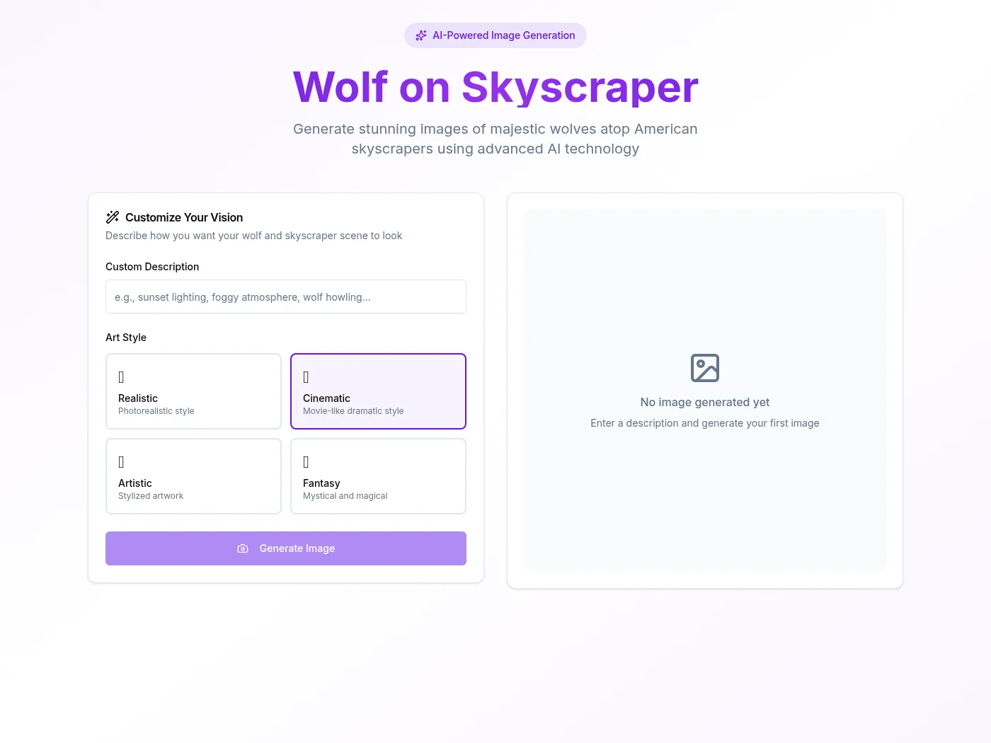 Wolf on Skyscraper Image Generator