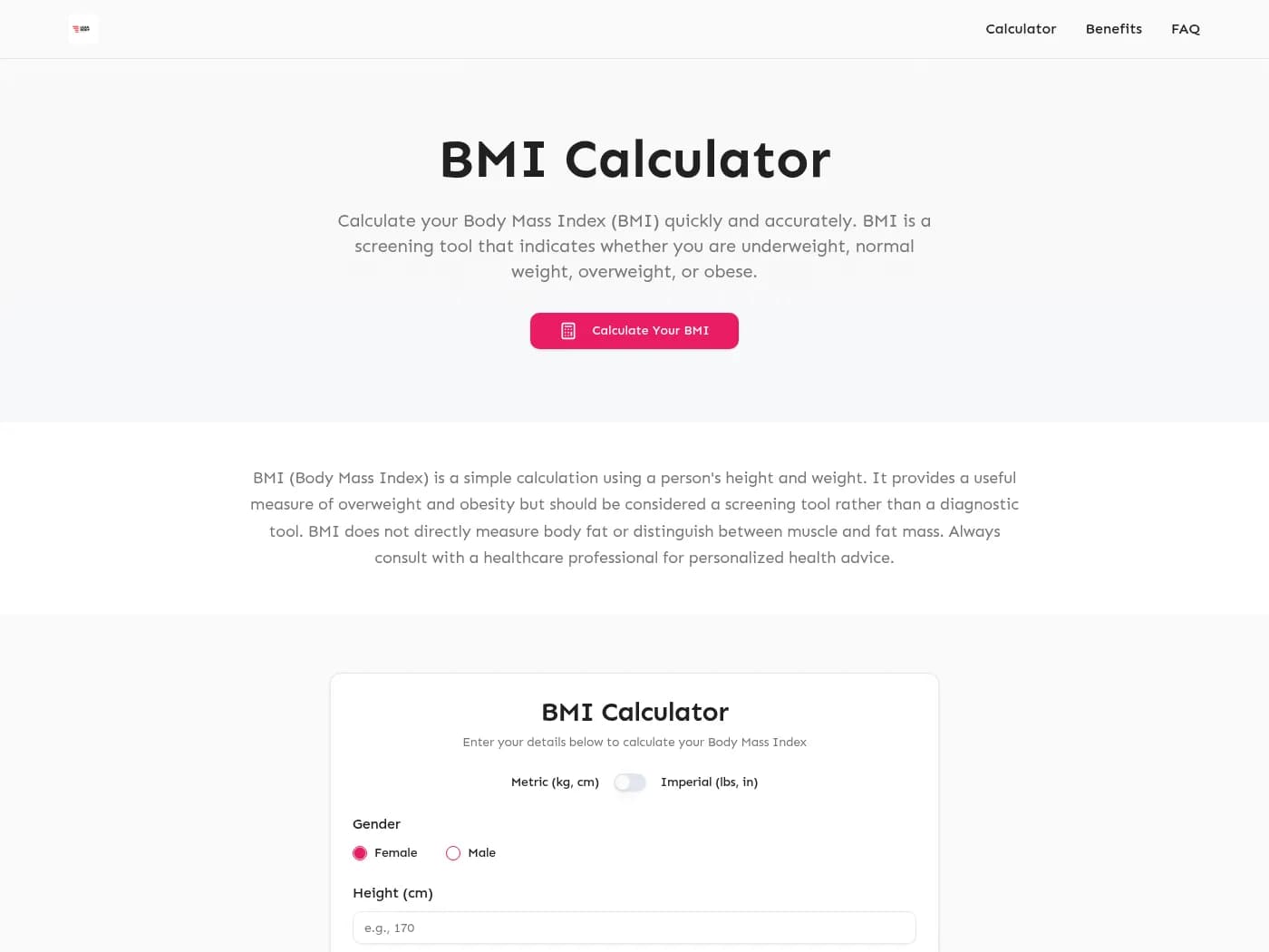 Women's Lean Body Formula BMI Calculator