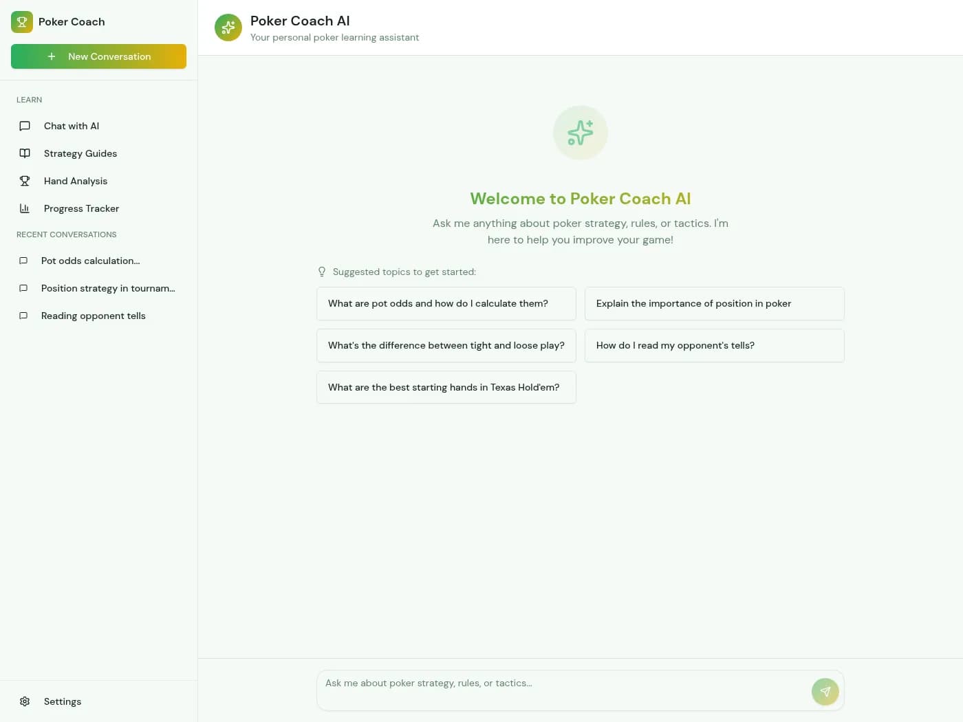 Wonder Poker Learning App