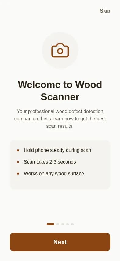 Wood Defect Detection Camera App