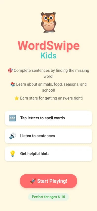 WordSwipe Kids - Educational Word Puzzle Game