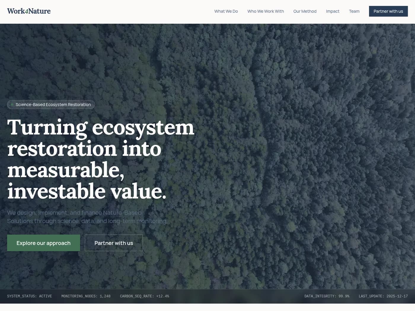 Work4Nature Professional Website for Nature-Based Solutions & Ecosystem Finance