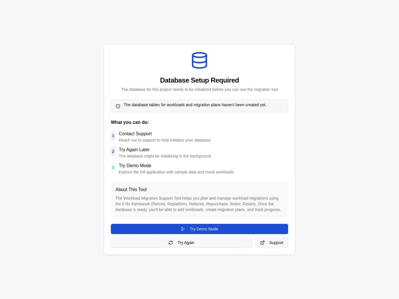 Workload Migration Support Tool