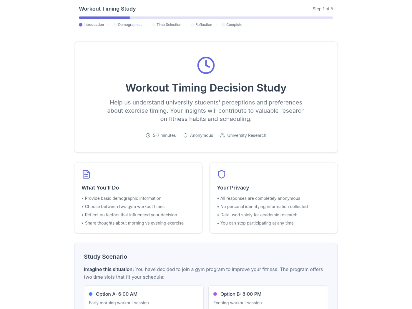 Workout Timing Decision Study Tool