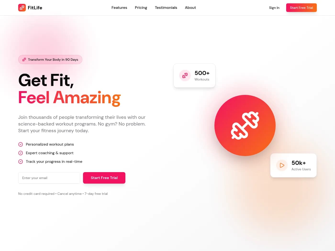 Energetic Workout Website Landing Page