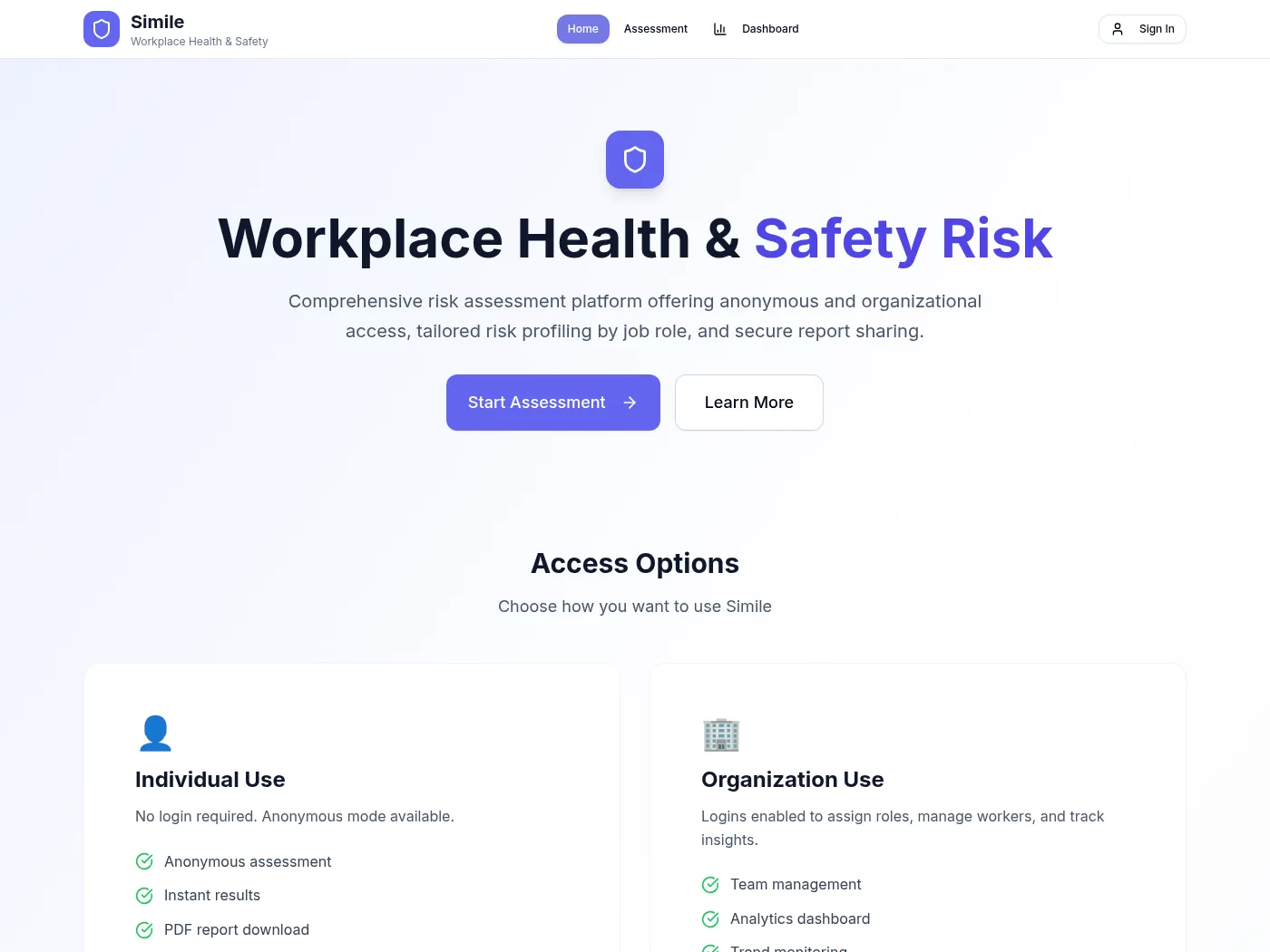 Workplace Health & Safety Risk Assessment Platform