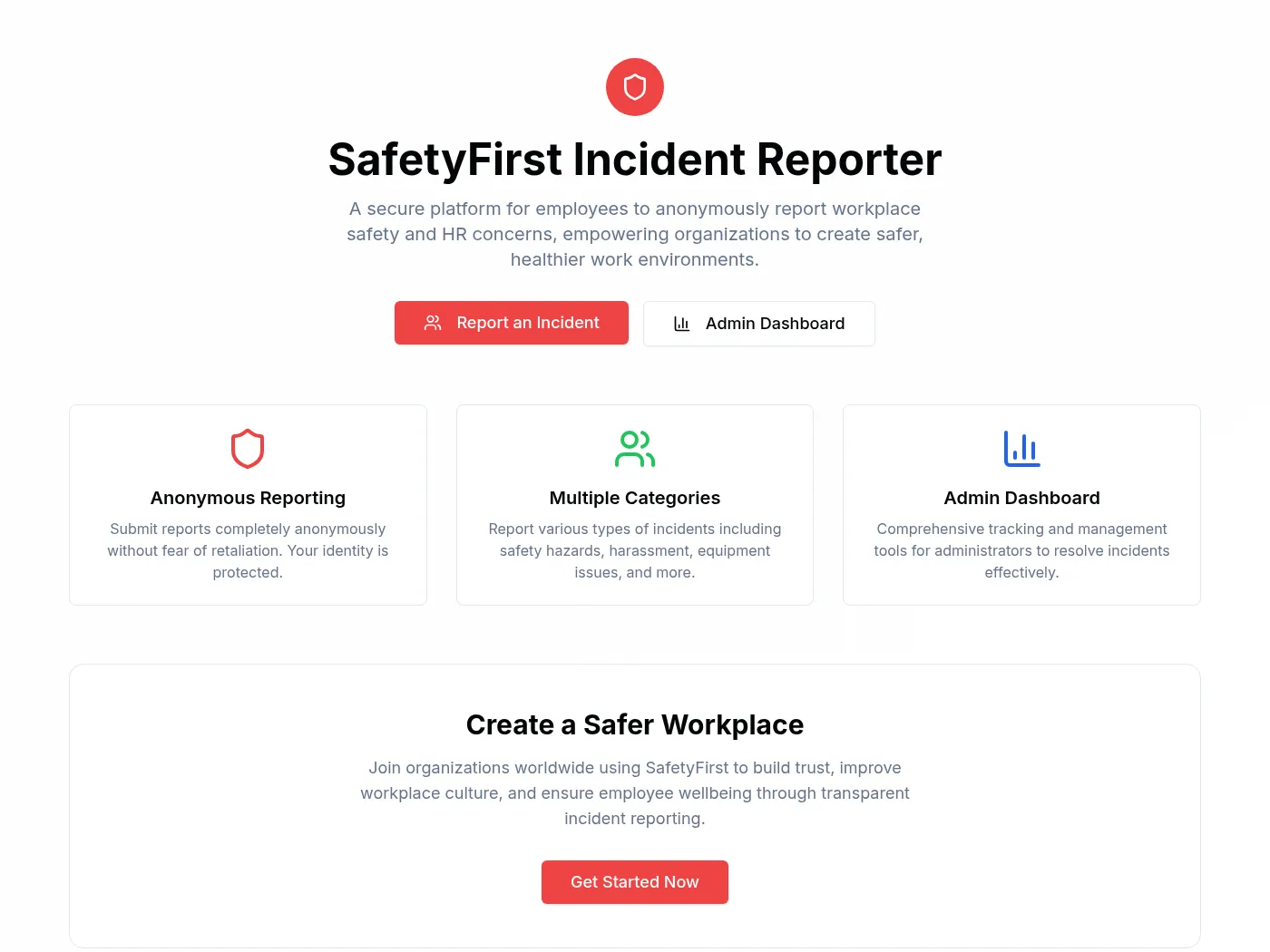 Workplace Safety & HR Incident Reporting Platform
