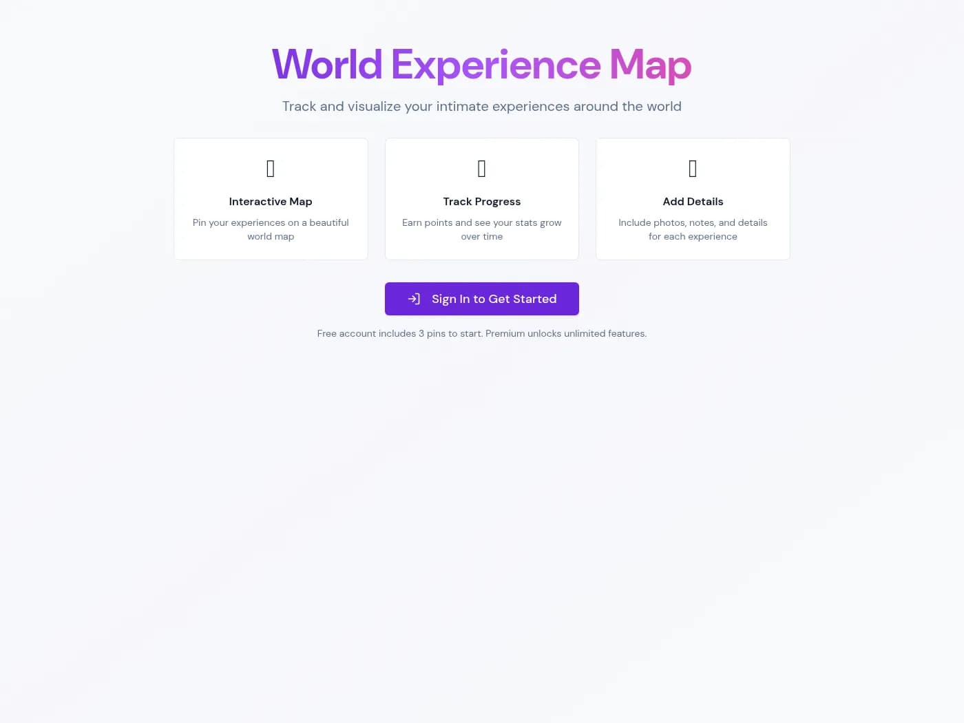 World Experience Map - Visualize and Track Your Intimate Experiences Globally