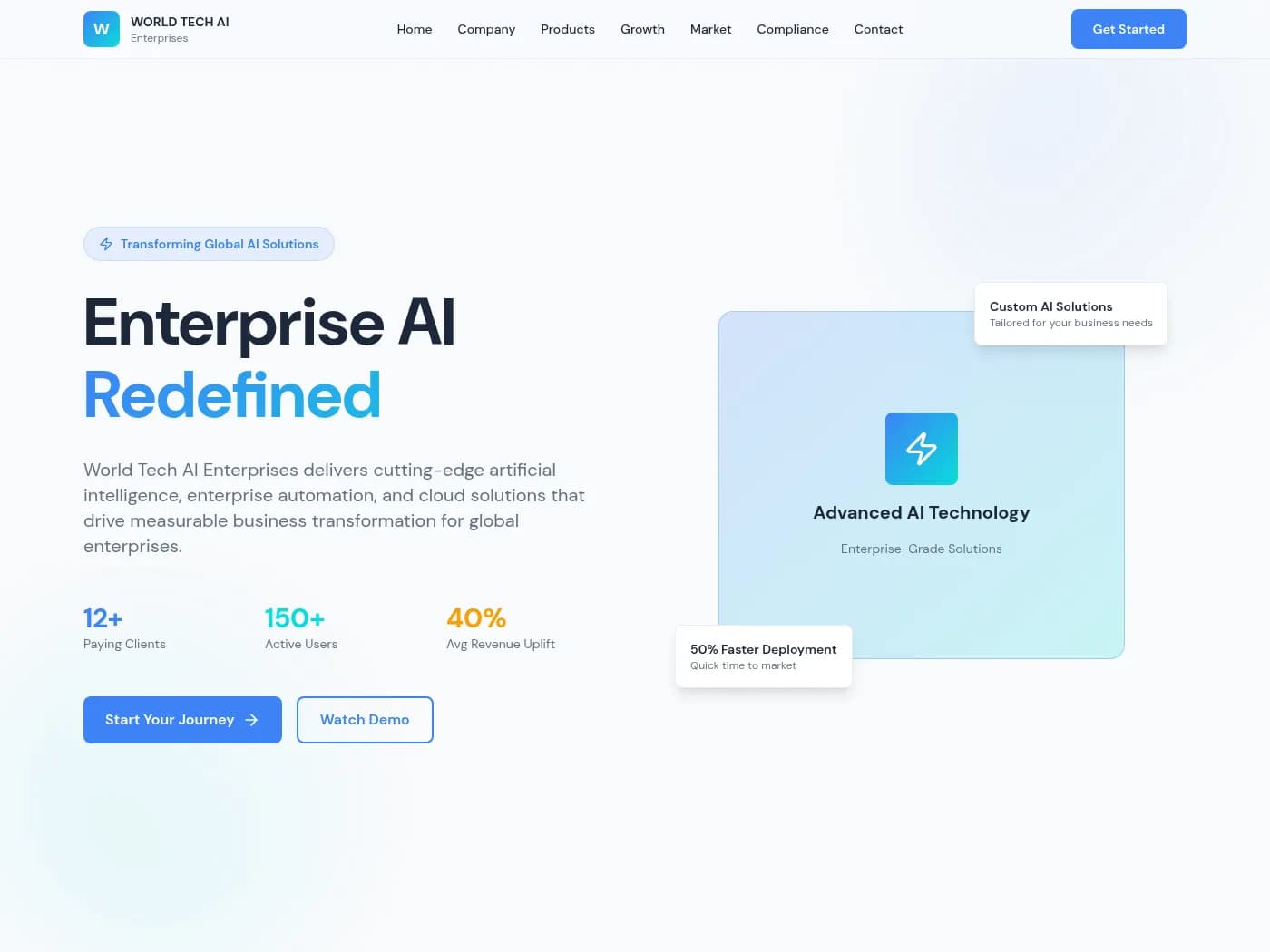 World Tech AI Enterprises Pitch & Portfolio Presentation Platform