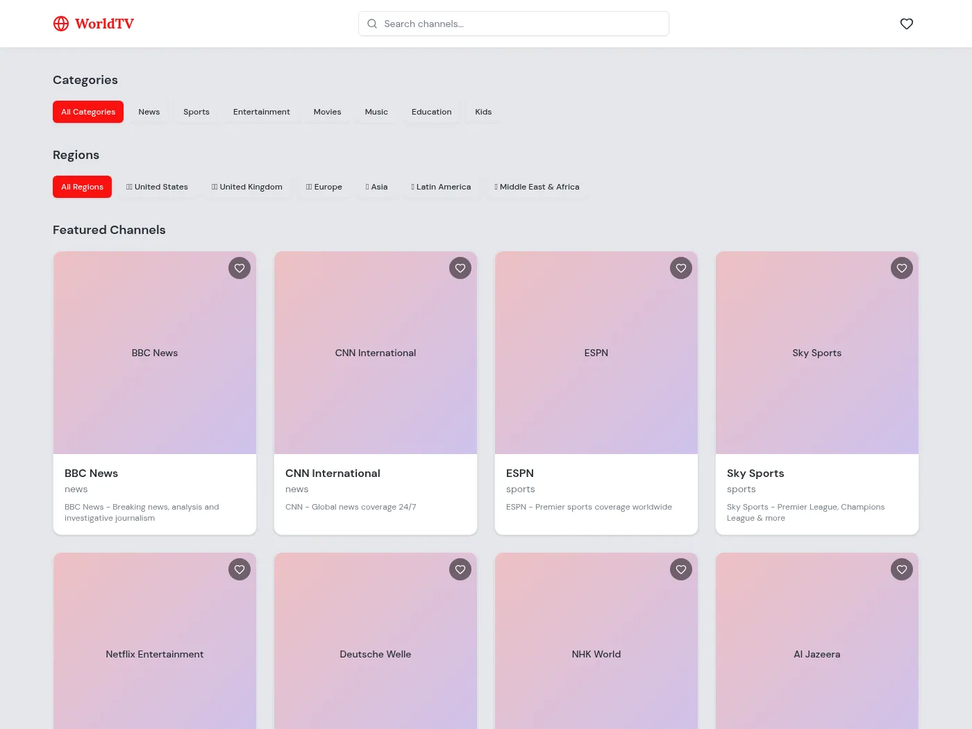 World TV Livestream Hub