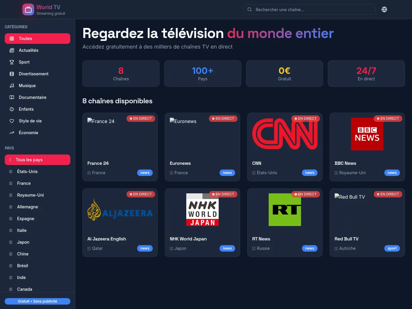 World TV Streaming Website